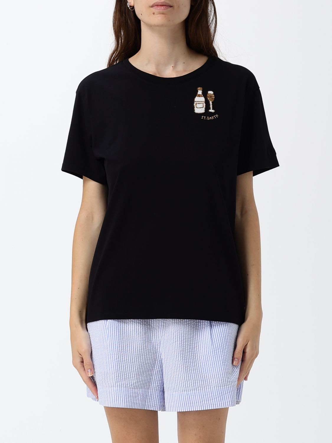 MC2 SAINT BARTH Mc2 Saint Barth Crewneck Cotton T-Shirt with Graphic Print and Logo